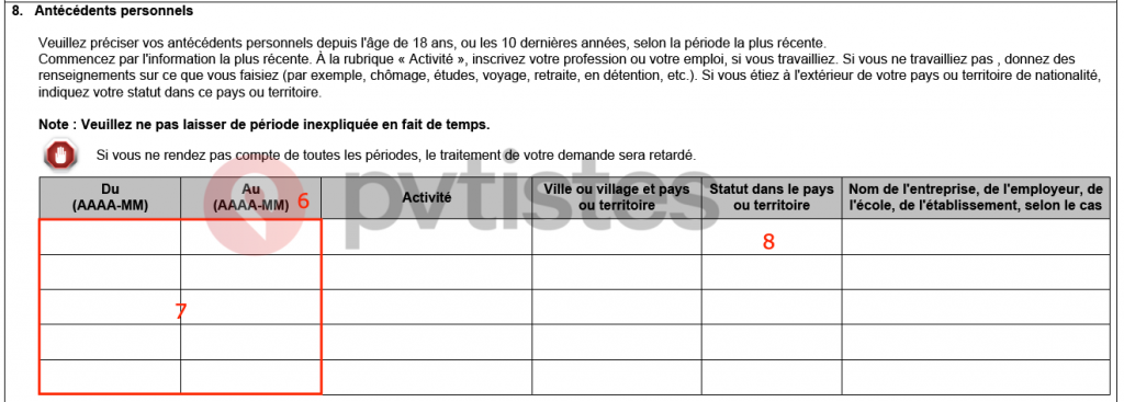 Le formulaire IMM 5669 - Annexe A – Antécédents/Déclaration (Résidence ...