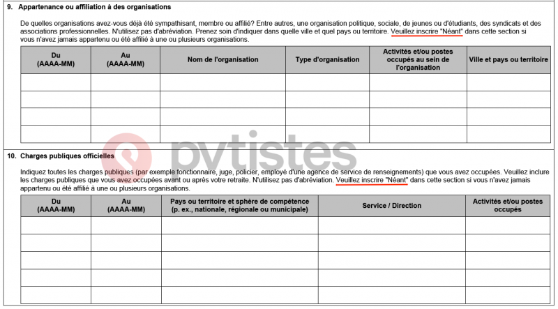 Le formulaire IMM 5669 - Annexe A – Antécédents/Déclaration (Résidence ...
