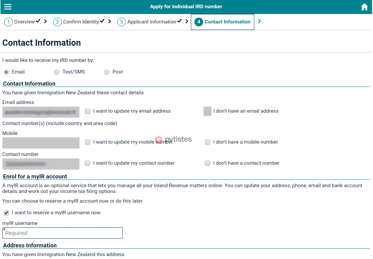 Effectuer la demande en ligne du numéro IRD - pvtistes.net