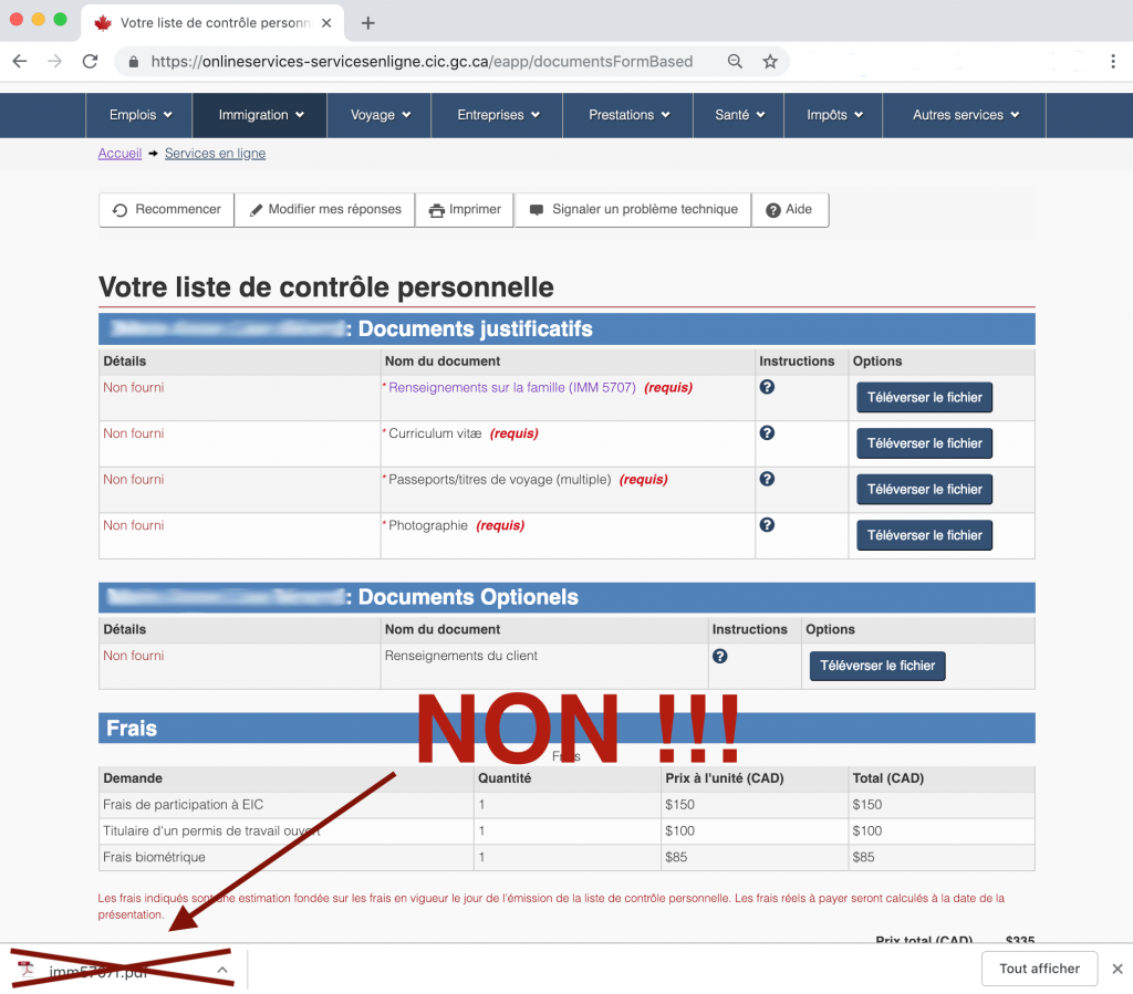 Ouvrir un formulaire PDF du Canada (IMM5707, IMM1295..)