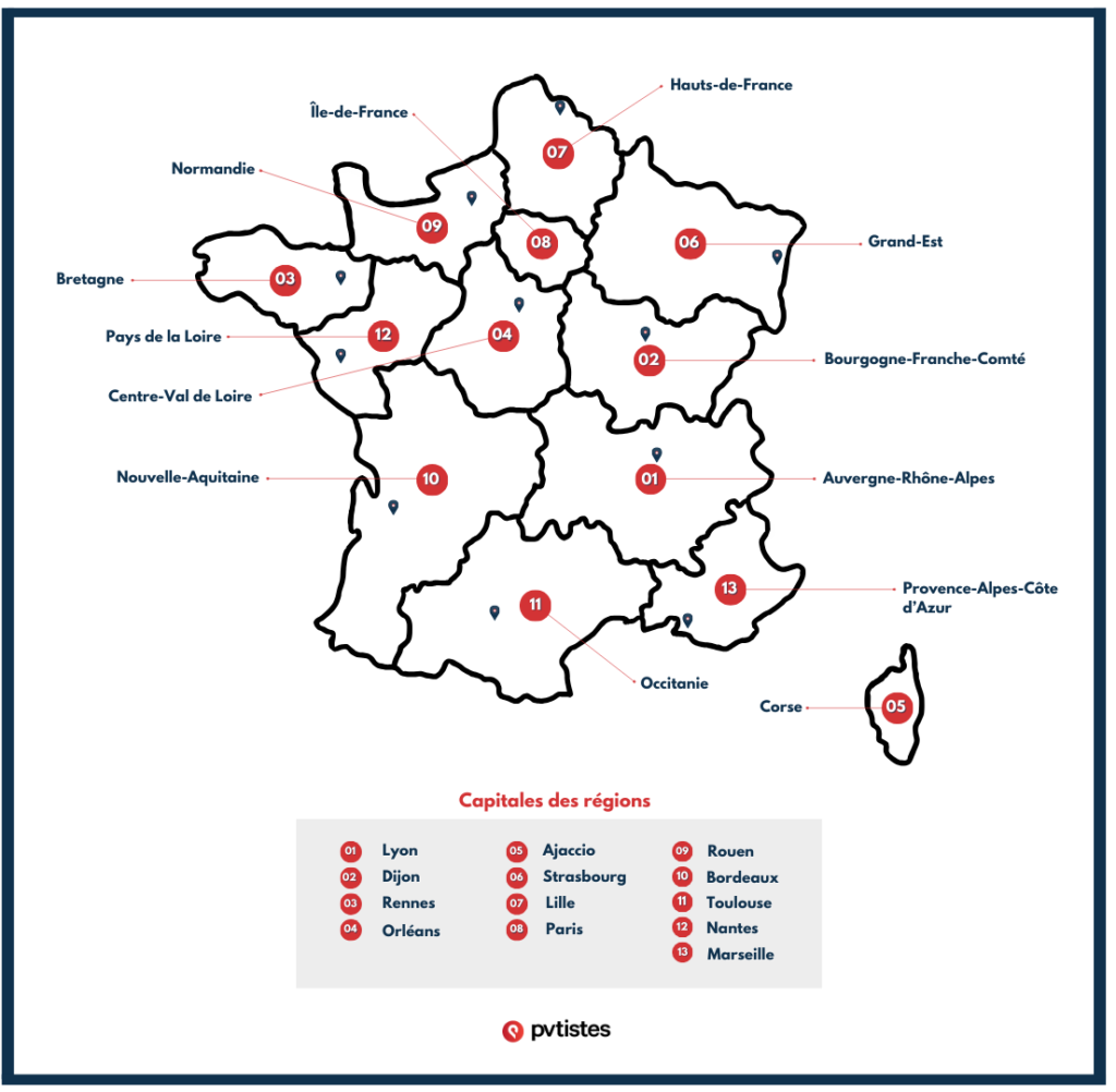 Quelles sont les 13 régions de la France métropolitaine
